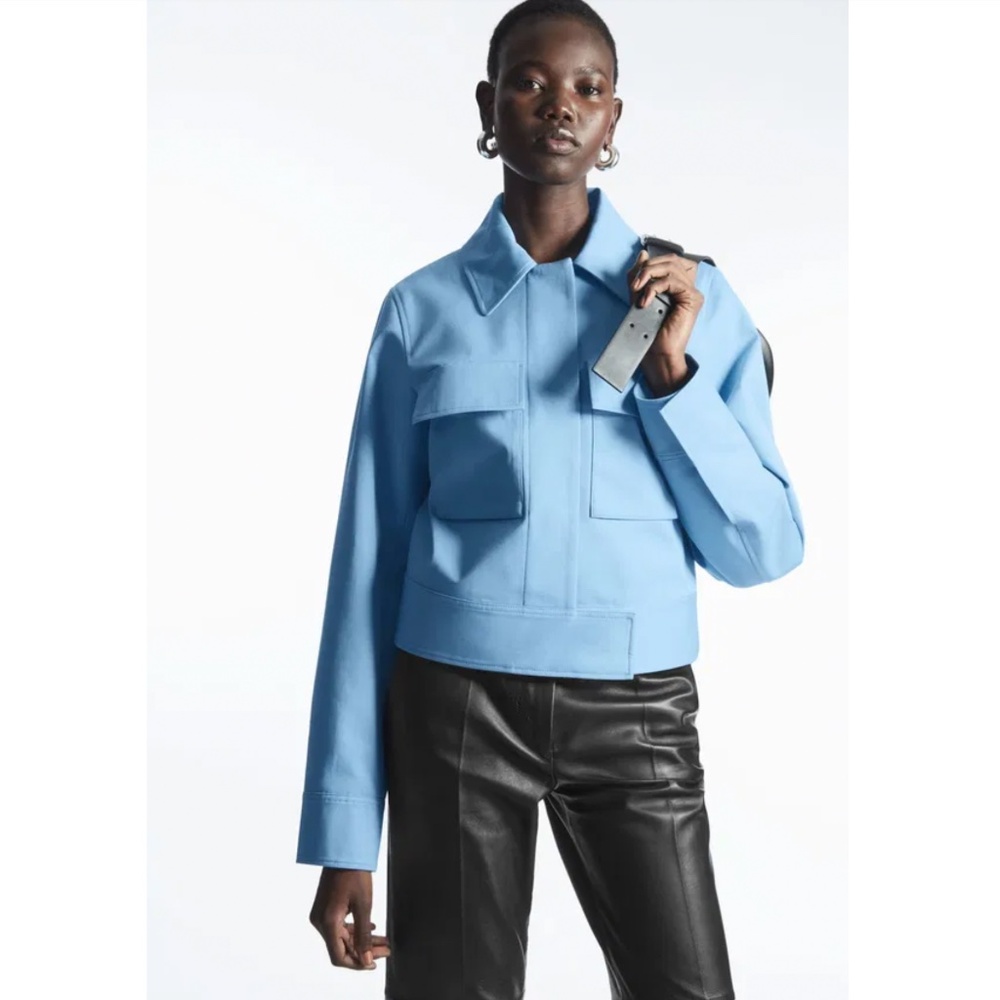 Cos Cropped Utility Jacket In Light Blue 100% Cotton … - Gem